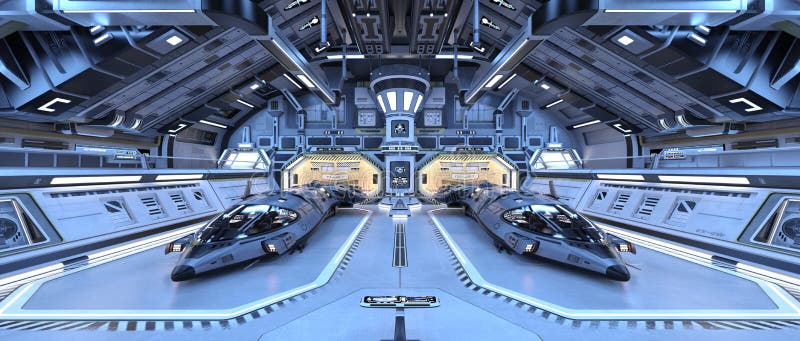 3D Rendering of the Spaceship Hangar Stock Illustration - Illustration ...