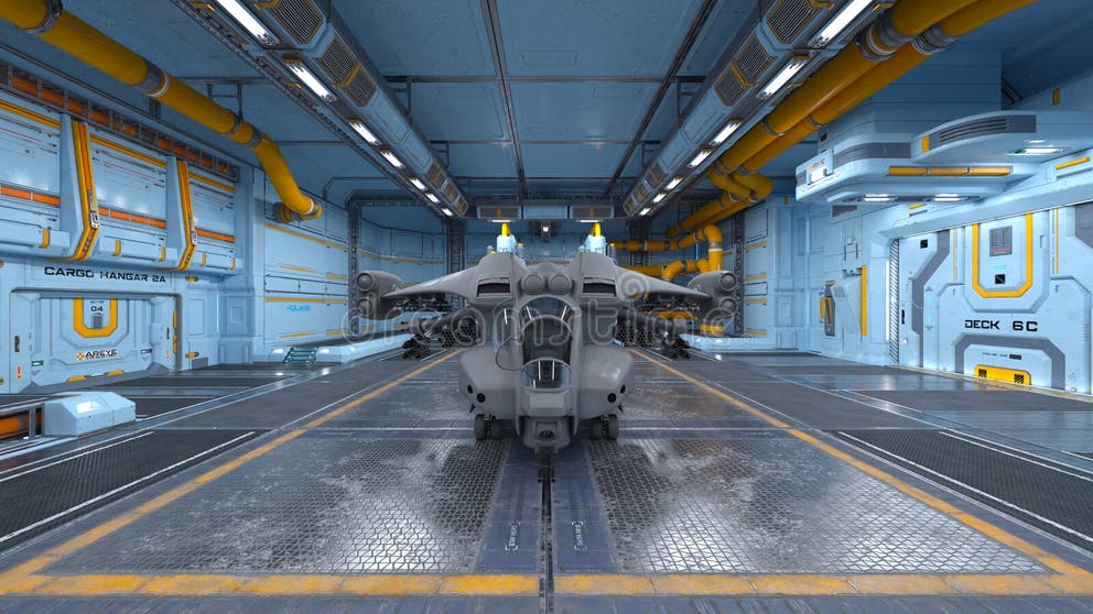 3D Rendering of the Spaceship Hangar Stock Illustration - Illustration ...