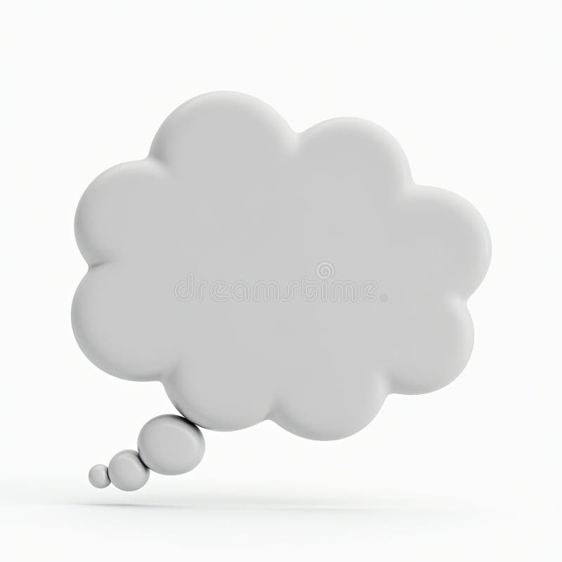 A 3D Rendering of a Speech Bubble with a Cloudy Shape on a Plain White ...