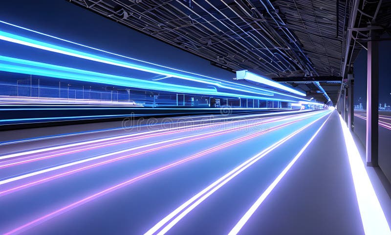 3D Rendering "speed Blue Neon Line", Clear Focus, Generative AI ...