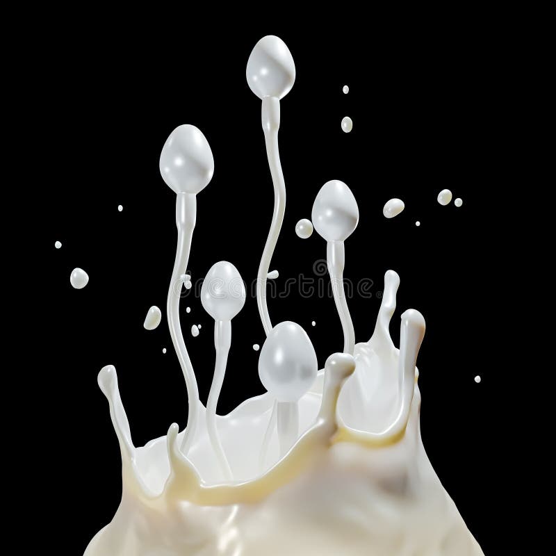 3D Rendering of Sperm Burst Out of Thick White Liquid Semen Stock ...
