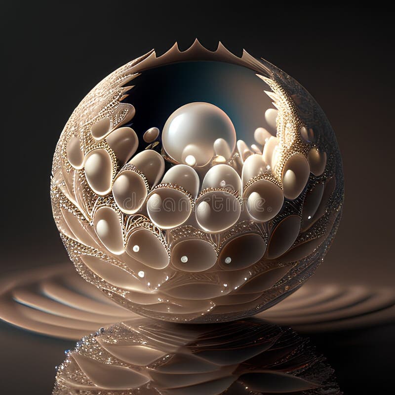 3D Rendering of a Sphere with a Pearl on a Black Background Stock ...
