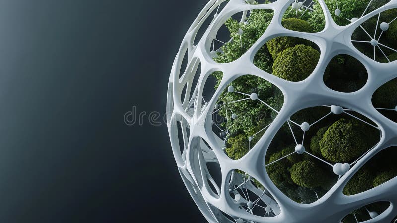 A 3D Rendering of a Sphere with Trees Growing Inside of it Stock ...