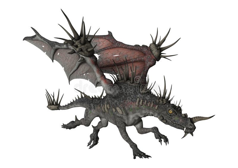 3D Rendering Spiky Dragon on White Stock Illustration - Illustration of ...