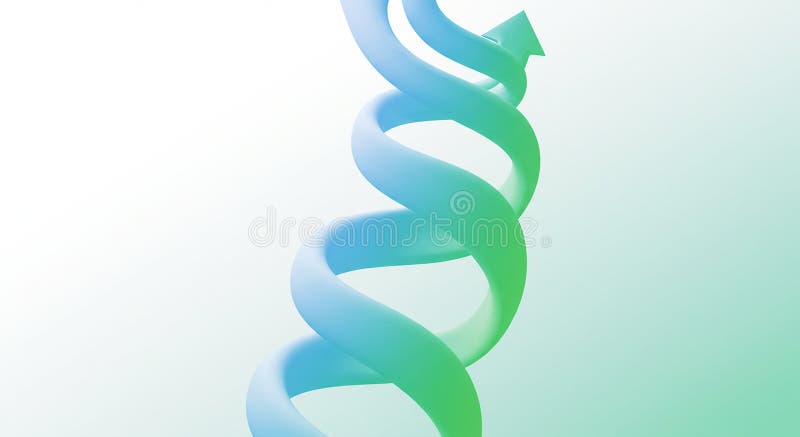 A 3D Rendering of a Spiraling Helix with an Arrow at the Top. the ...