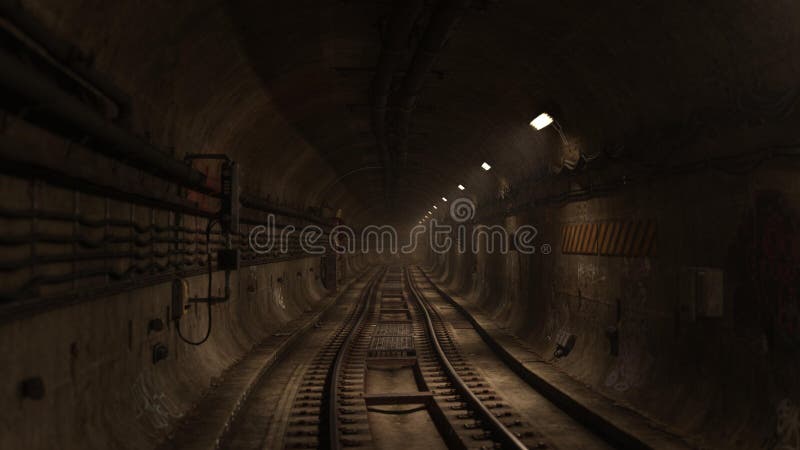3D-illustration of a Subway Track in the Underground Stock Illustration ...