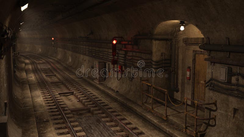 3D-illustration of a Subway Track in the Underground Stock Illustration ...