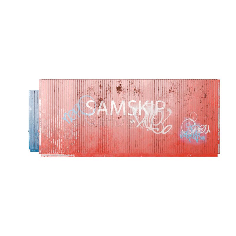 3D Rendering of Spray Painted Red Container Isolated on a White ...