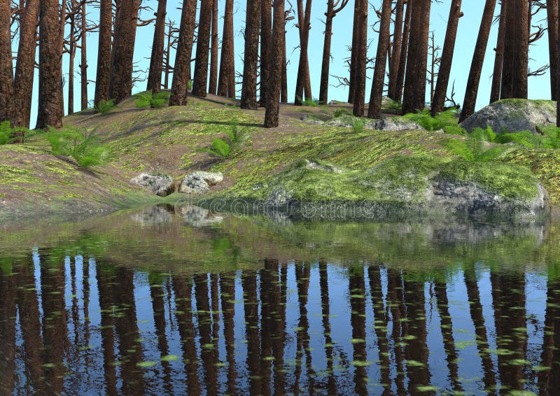 3D Rendering Spring Forest stock illustration. Illustration of people ...