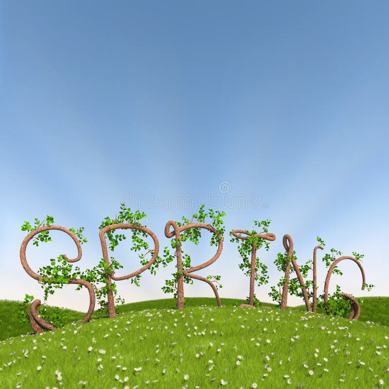 Spring in tree letters stock illustration. Illustration of trees - 30024741