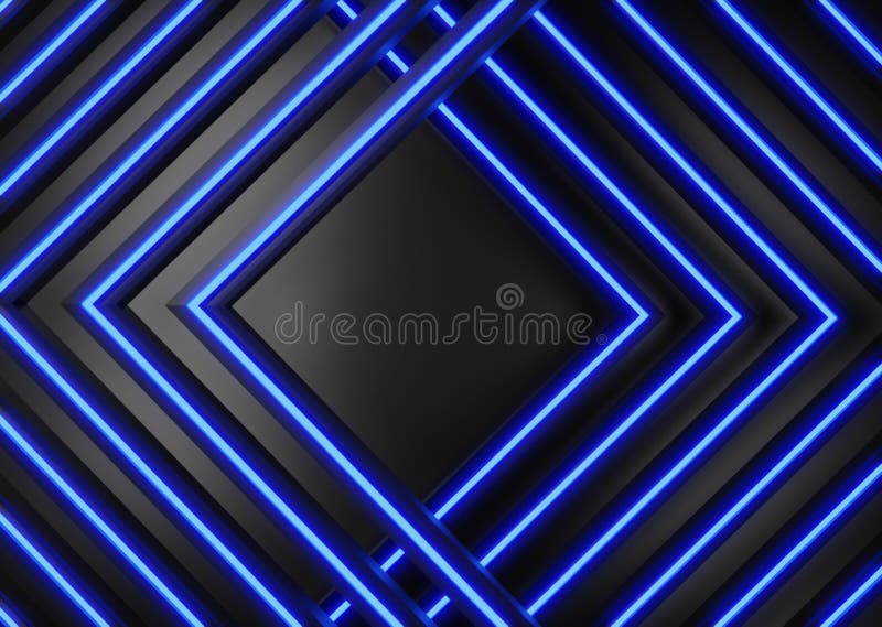 3d Rendering Square Black Background and Blue Glowing Light Stock ...
