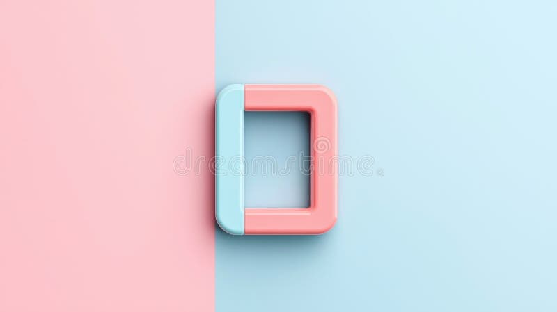 A 3D Rendering of a Square Magnet with a Light Blue Border and a Pink ...