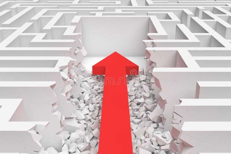 3d Rendering of a Square Maze with a Red Arrow Borrowing To the Center ...