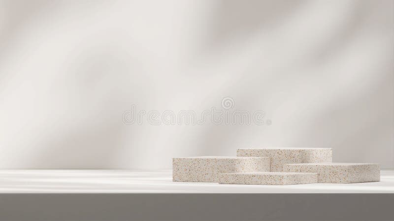 3D Rendering of Square Product Display Podium Against a White Wall ...