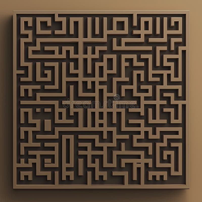 3D Rendering a Square-shaped Maze with a Brown Background Stock ...
