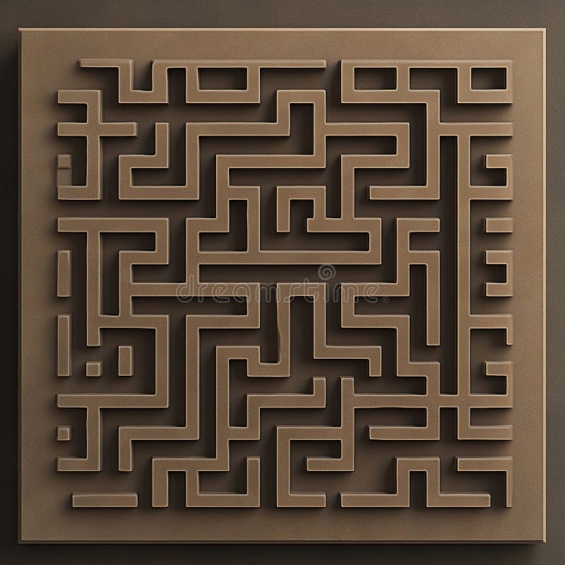 3D Rendering a Square-shaped Maze with a Brown Background Stock ...