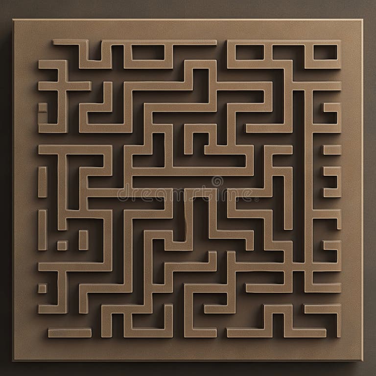 3D Rendering a Square-shaped Maze with a Brown Background Stock ...