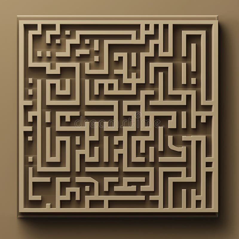 3D Rendering a Square-shaped Maze with a Brown Background Stock ...