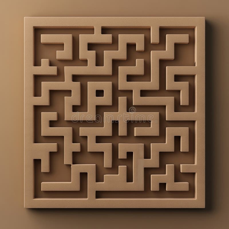 3D Rendering a Square-shaped Maze with a Brown Background Stock ...