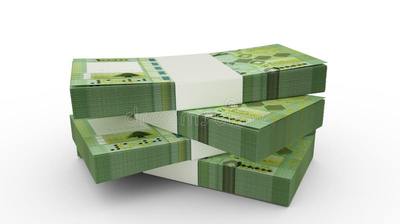 Stack of Lebanese Pound Notes Isolated on White Background Stock ...