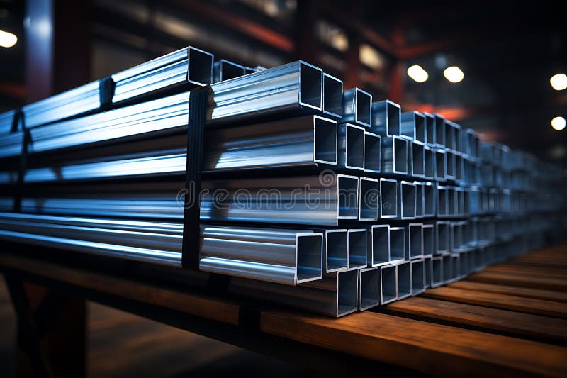 3D Rendering of a Stack of Metal Sheets on a Table in a Factory Stock ...