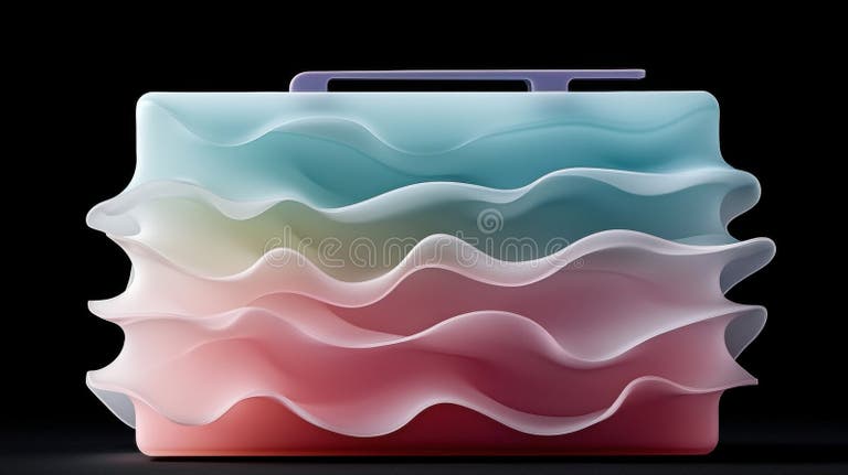 A 3D Rendering of a Stack of Three Wavy, Translucent Boxes in Pastel ...