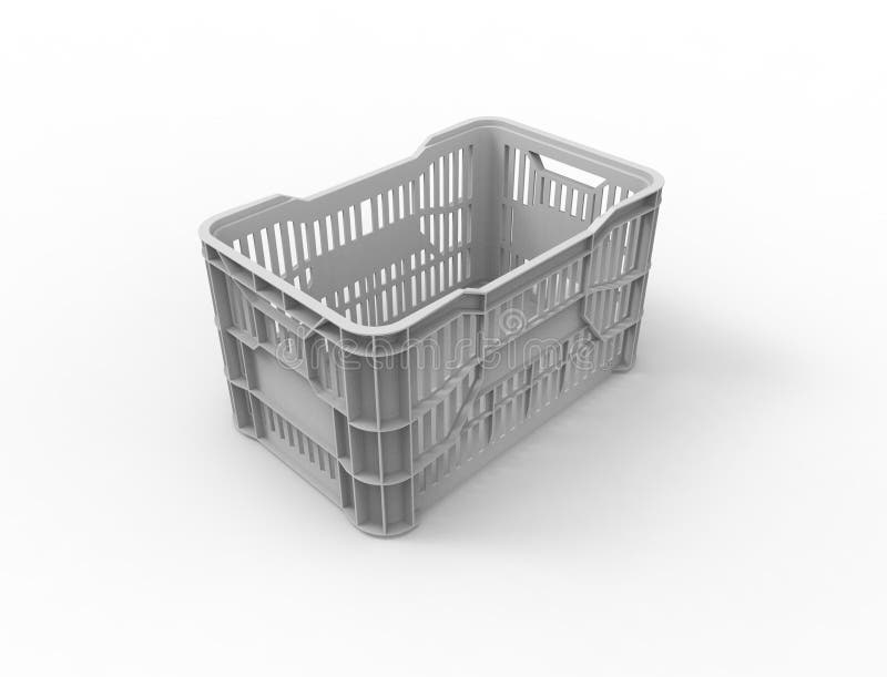 3d Rendering of a Stackable Plastic Storage Crate Isolated in White ...