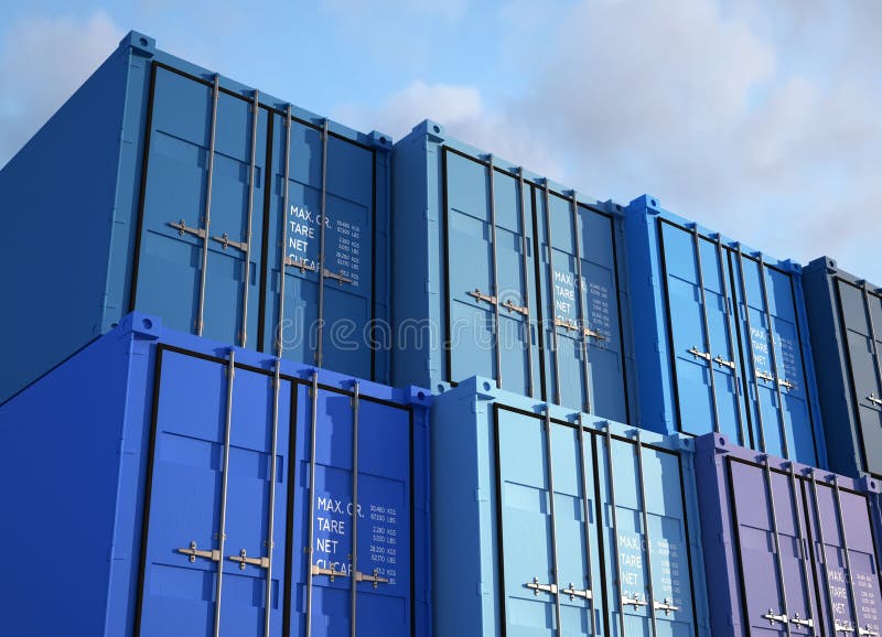 3d Rendering of Stacked Color Cargo Containers Stock Illustration ...
