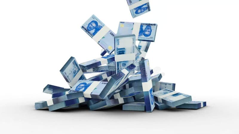 3d Rendering of Stacks of Nigerian Naira Notes Falling on Greenscreen ...