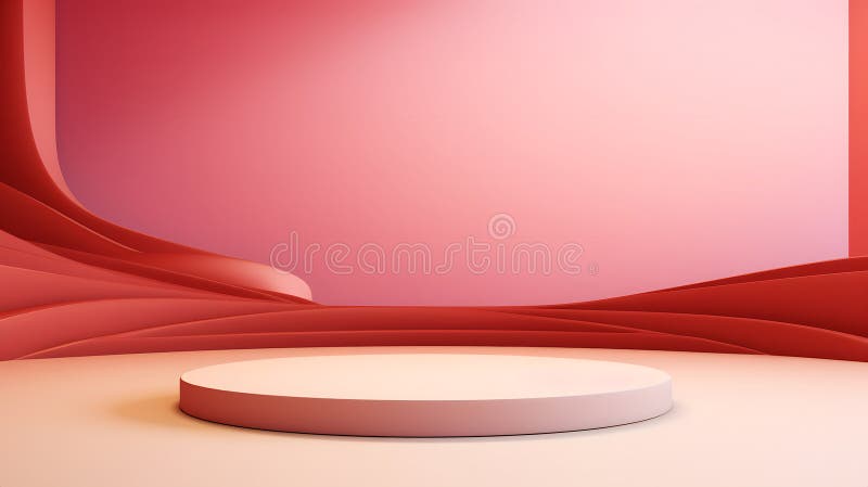 3d Rendering of the Stage with Abstract Red Architecture Background ...