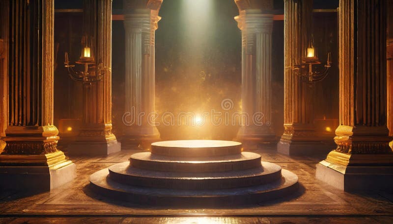 3D Rendering of a Stage with Columns and Stairs Stock Illustration ...