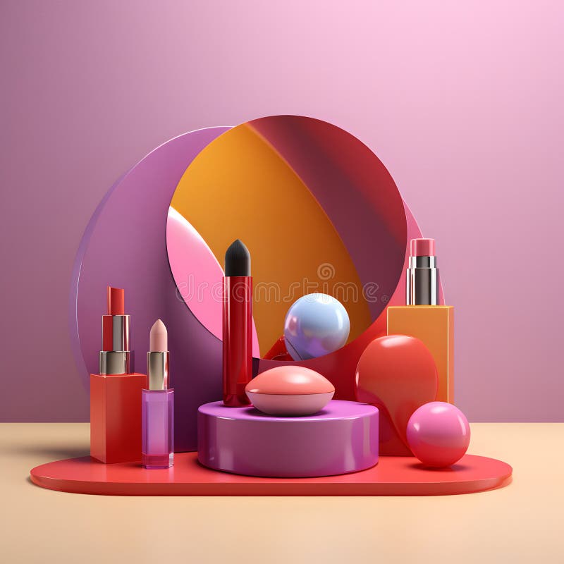 3d Rendering of a Stage with Mockup Cosmetic Packaging. Stock ...