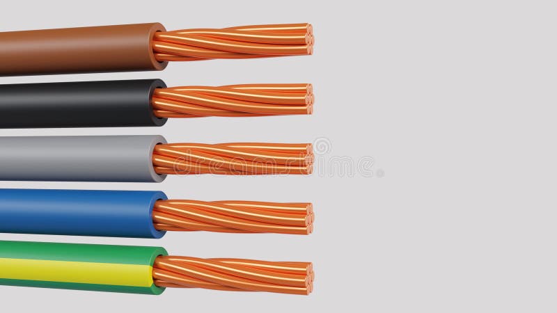 3D Rendering of Standard Color Code for Electrical Wiring on a White ...