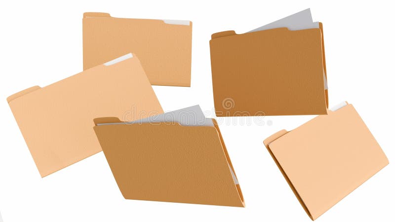 A 3d Rendering of Standard Light Brown File Folders. Stock Illustration ...