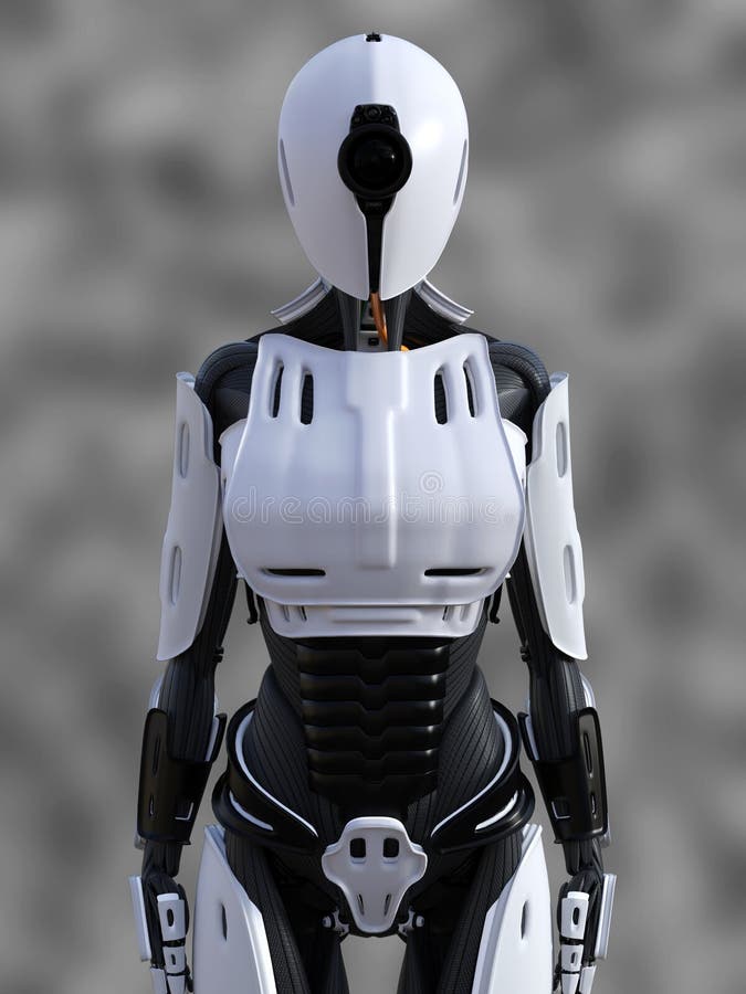 3D Rendering of a Female Android Robot Posing Stock Illustration ...