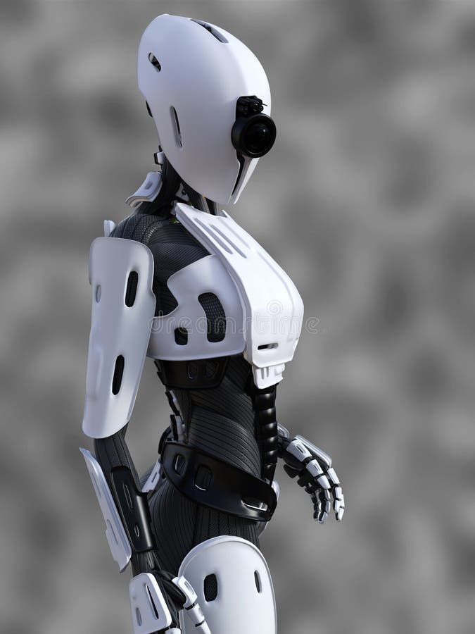 3D Rendering of a Standing Female Android Robot Nr 3. Stock ...