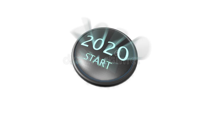 3d Rendering of 2020 Start Button Concept of New Year Stock ...
