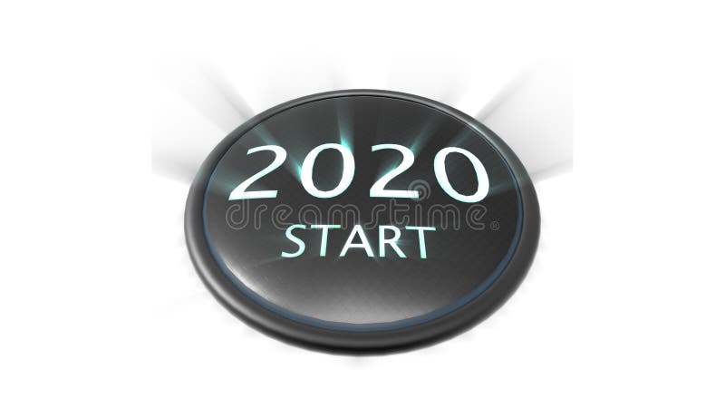 3d Rendering of 2020 Start Button Concept of New Year Stock ...