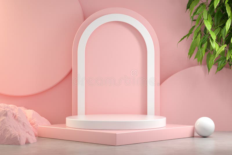 3d Rendering Step Modern Display Pedestal, Pink Pastel Abstract ...