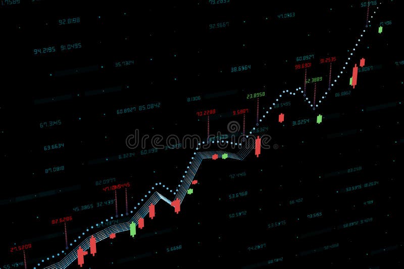 3d Rendering, Stock Chart with Black Background Stock Illustration ...