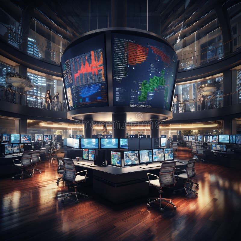 3d Rendering of Stock Exchange Data on Monitor in Modern Office ...