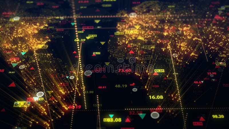 3d Rendering of Stock Market Data on Digital Earth Map Background Stock ...