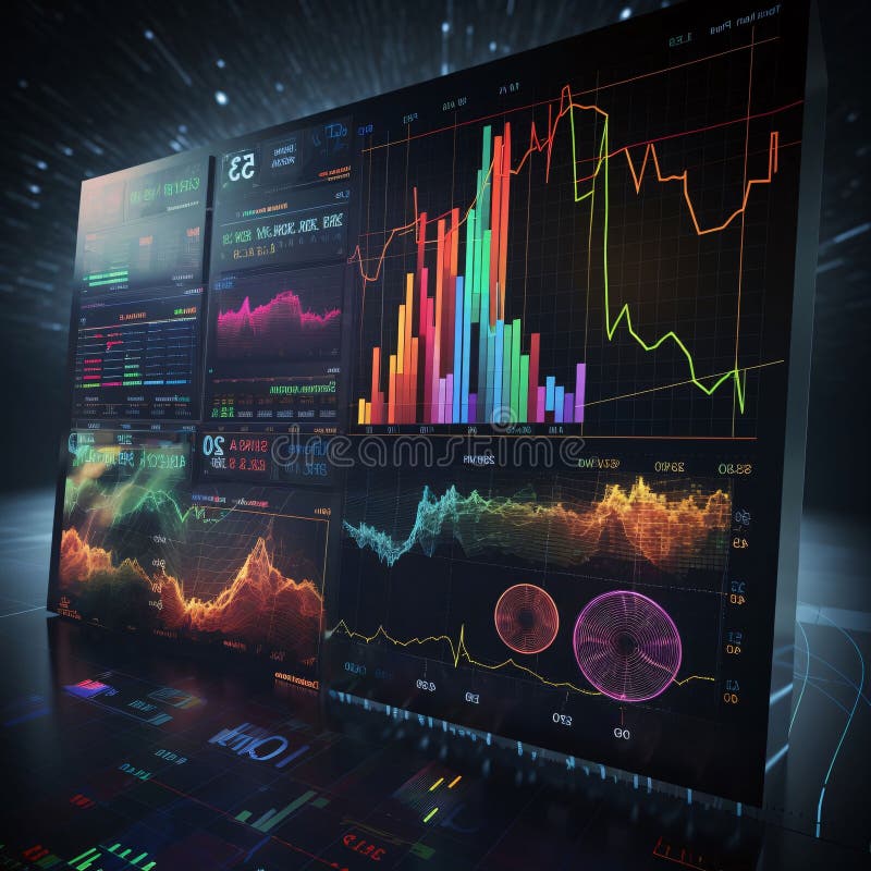 3d Rendering Stock Market Data on a Monitor with Graph and Chart Stock ...