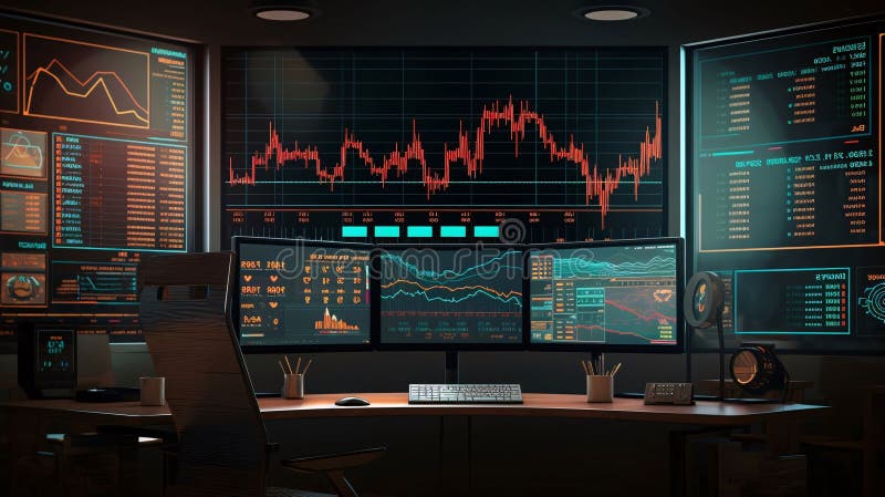 3d Rendering of Stock Market or Forex Trading Graph on Computer Monitor ...