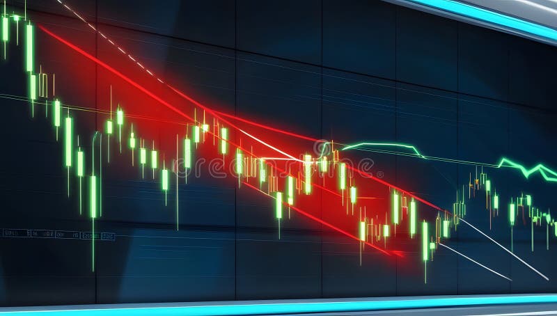 3D Rendering of Stock Market Graph and Candlestick Chart on Digital ...
