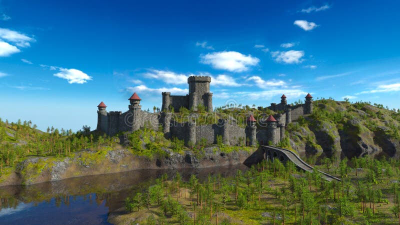 3D Rendering of Stone Castle Stock Illustration - Illustration of ...