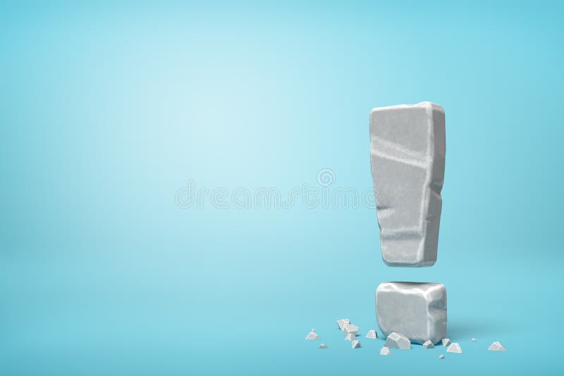 3d Rendering of Stone Concrete Exclamation Mark on Blue Background ...