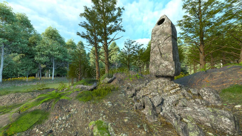 3D Rendering of Stone Monument Stock Image - Image of stone, landscape ...