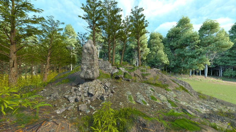 3D Rendering of Stone Monument Stock Image - Image of stone, landscape ...