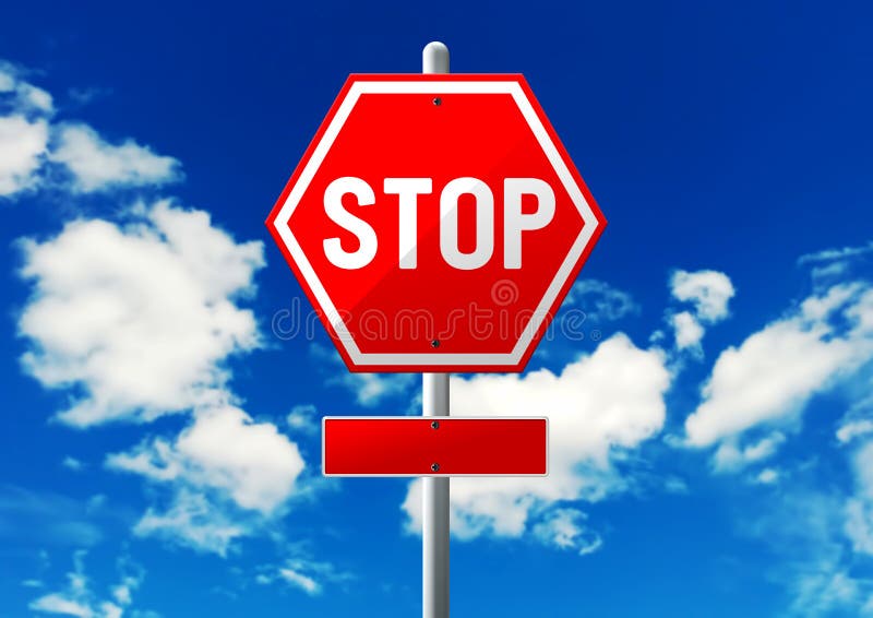3d Rendering Stop Sign and Blue Sky Background Stock Illustration ...